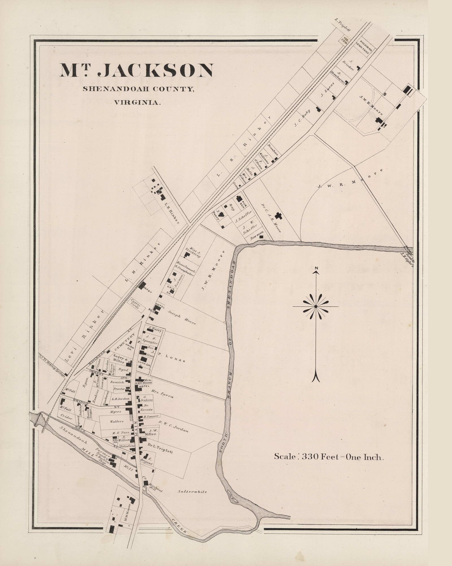Mount Jackson VA 1878 Old Map Homeowners Names Genealogy - Etsy
