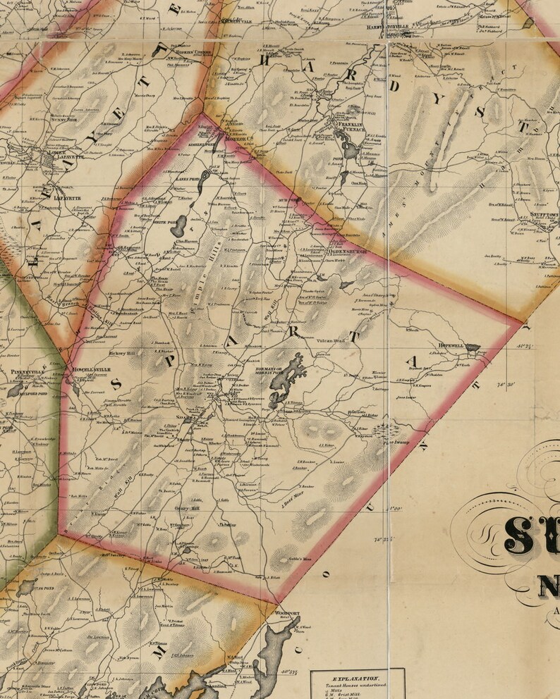 Sparta 1860 Old Town Map With Homeowner Names Hopewell - Etsy