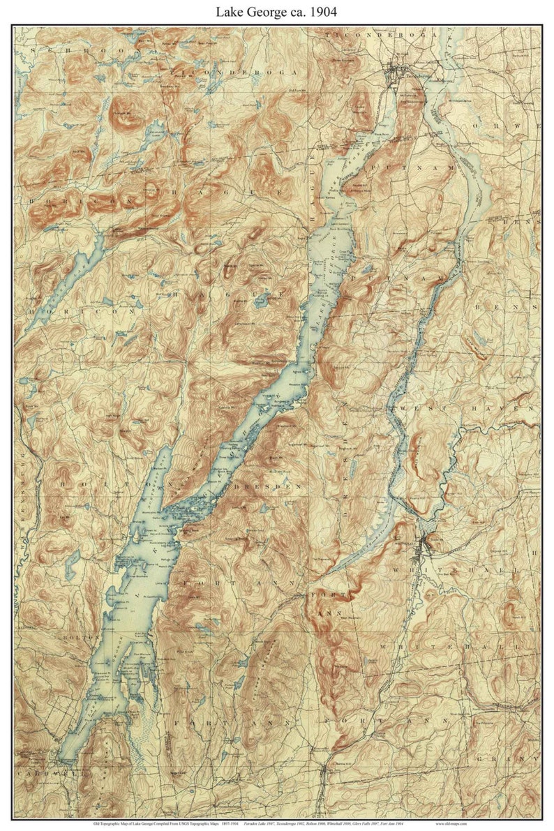 Lake George 1904 USGS Old Topographic Map Custom Composite | Etsy
