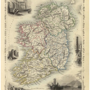 Ireland 1851 Map by Rapkin - Old Map Reprint - Etsy