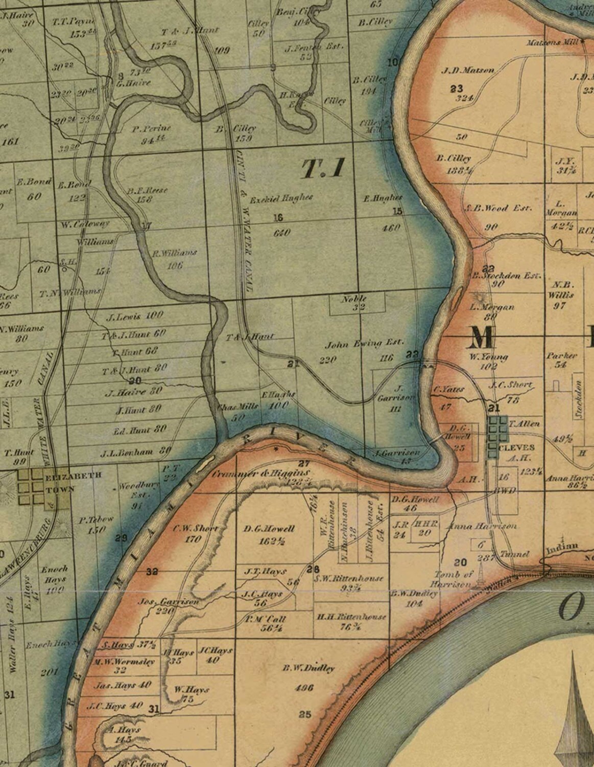 Hamilton County Ohio 1856 Old Wall Map Reprint with | Etsy