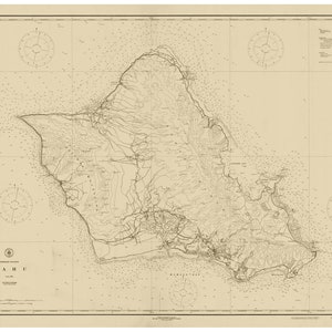 Oahu 1920 - Nautical Map - Old Map - PC Reprint Hawaii 4110 - Hawaiian ...