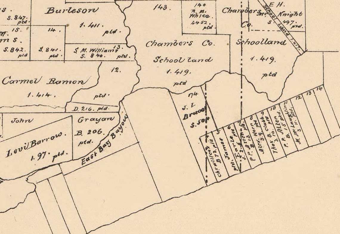 Chambers County Texas 1879 Old Wall Map Reprint With Land - Etsy