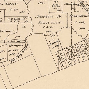 Chambers County, Texas - 1879 - Old Wall Map Reprint With Land Owners ...