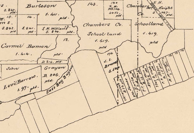 Chambers County Texas 1879 Old Wall Map Reprint With Land - Etsy