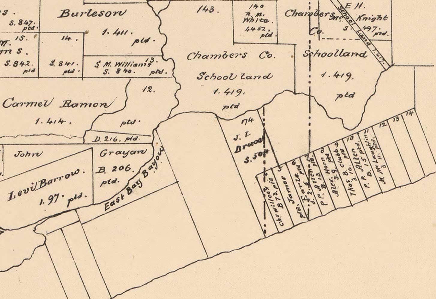 Chambers County Texas 1879 Old Wall Map Reprint With Land - Etsy
