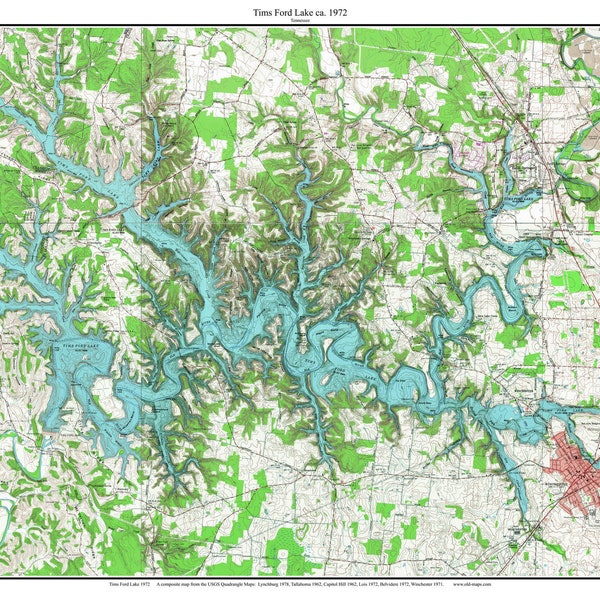 Tims Ford Lake Map - Etsy