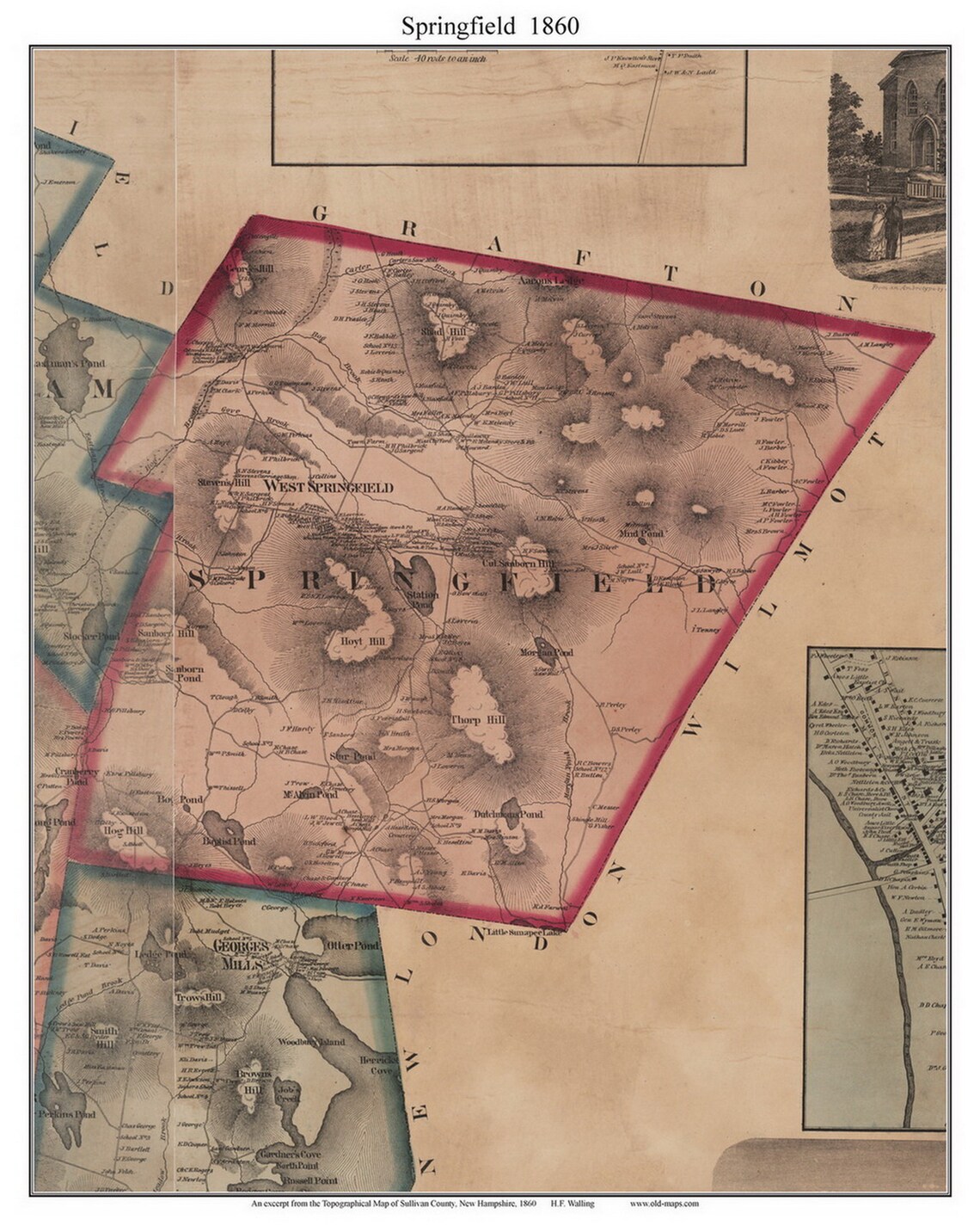 Springfield 1860 Old Town Map With Homeowner Names New - Etsy