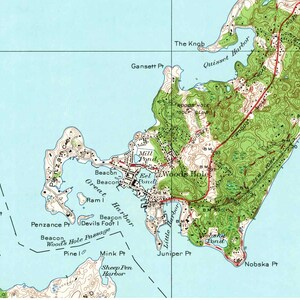 Falmouth Woods Hole 1957 Old Topo Map - Custom Composite Reprint ...
