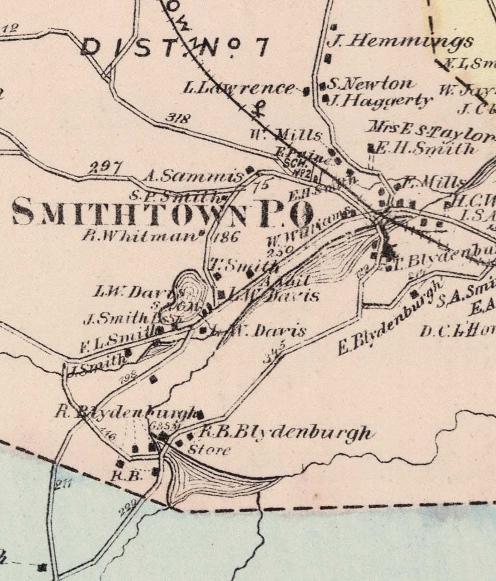 Smithtown Long Island 1873 Old Map Long Island New York With - Etsy