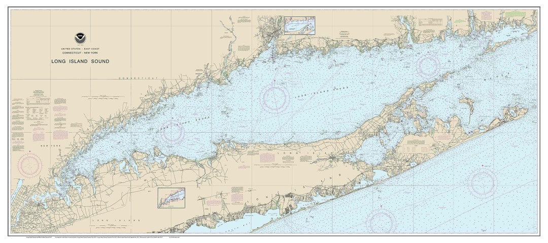 Long Island Sound (blue Water) - 2017 Nautical Map Connecticut - New ...