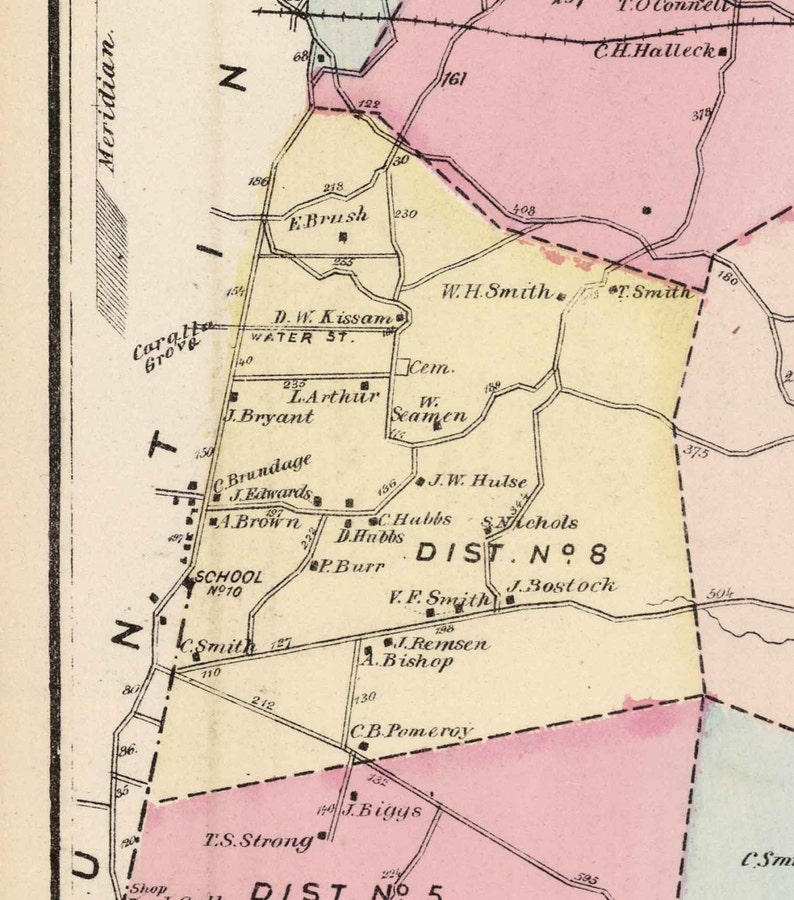 Smithtown Long Island 1873 Old Map Long Island New York With Homeowner ...