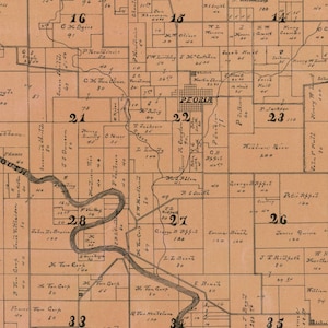 Mahaska County Iowa 1895 Old Wall Map With Landowner Names Farm Lines ...