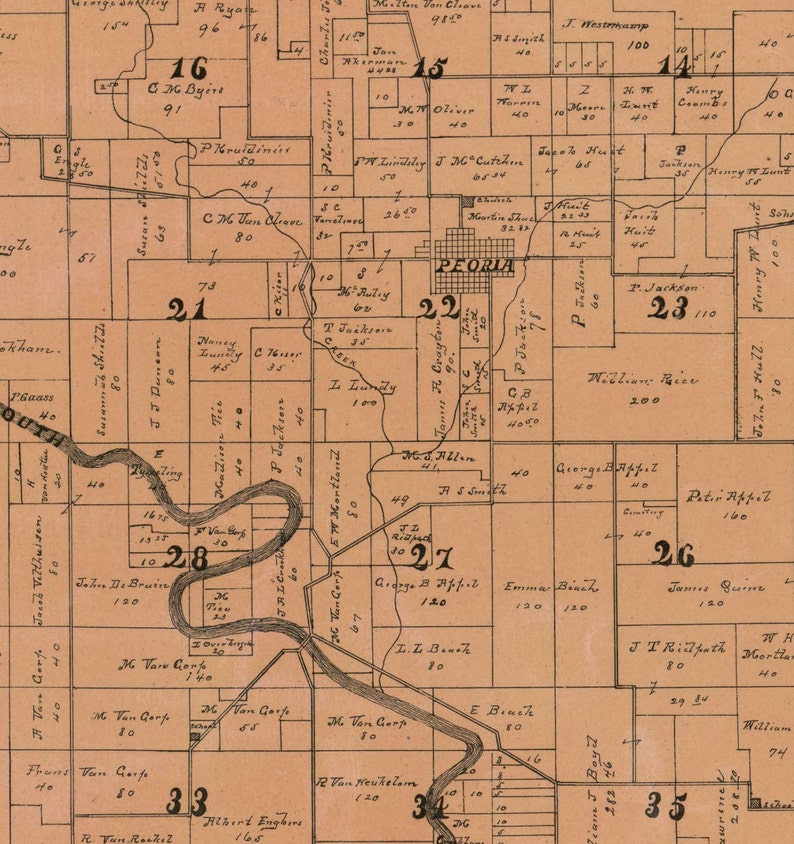Mahaska County Iowa 1895 Old Wall Map With Landowner Names Farm Lines ...