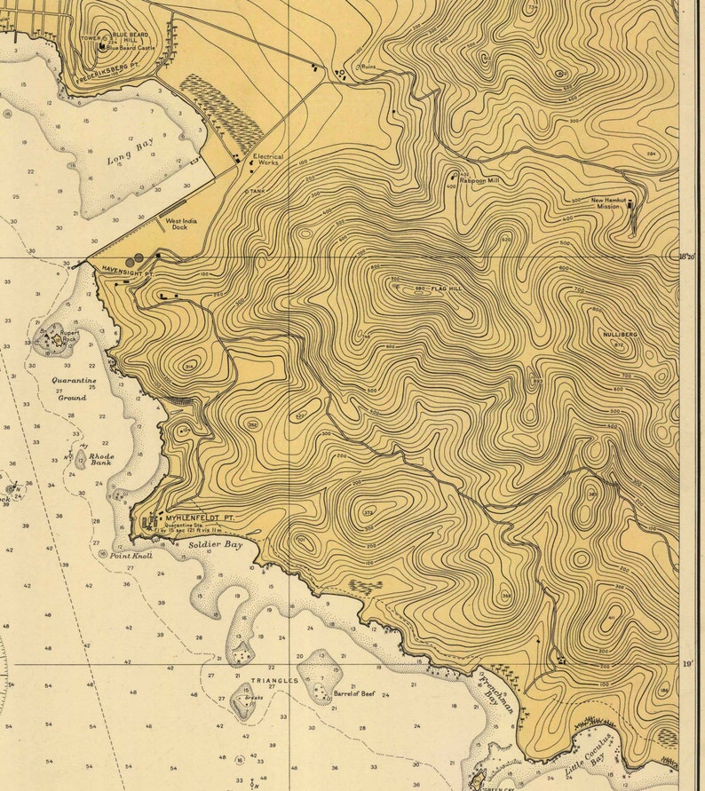 Saint Thomas Harbor - Virgin Islands - 1920 Nautical Map Including ...