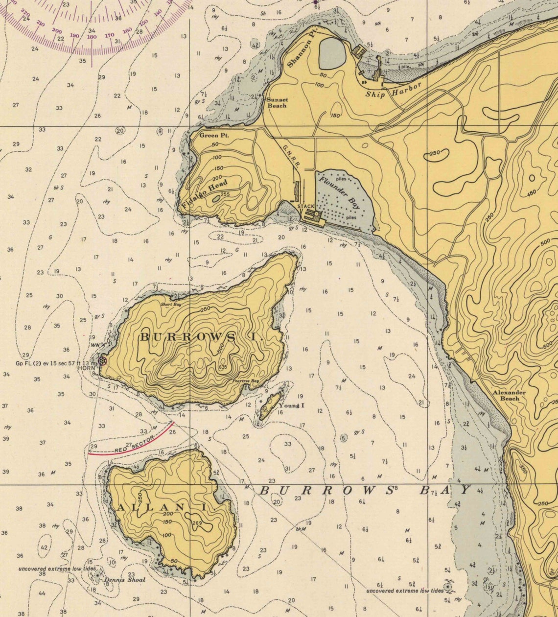 Anacortes Skagit Bay 1947 Nautical Map Washington Reprint - Etsy