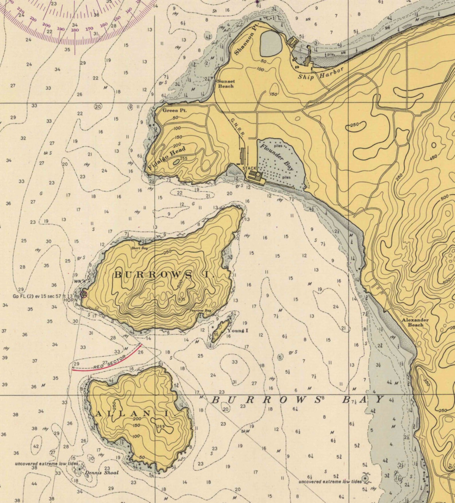 Anacortes Skagit Bay 1947 Nautical Map Washington Reprint - Etsy
