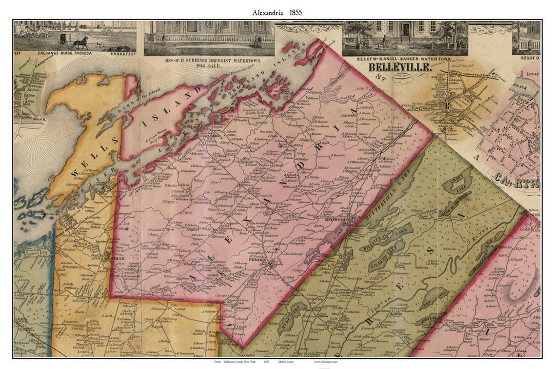 Alexandria 1855 Old Town Map With Homeowner Names New York Plessis ...