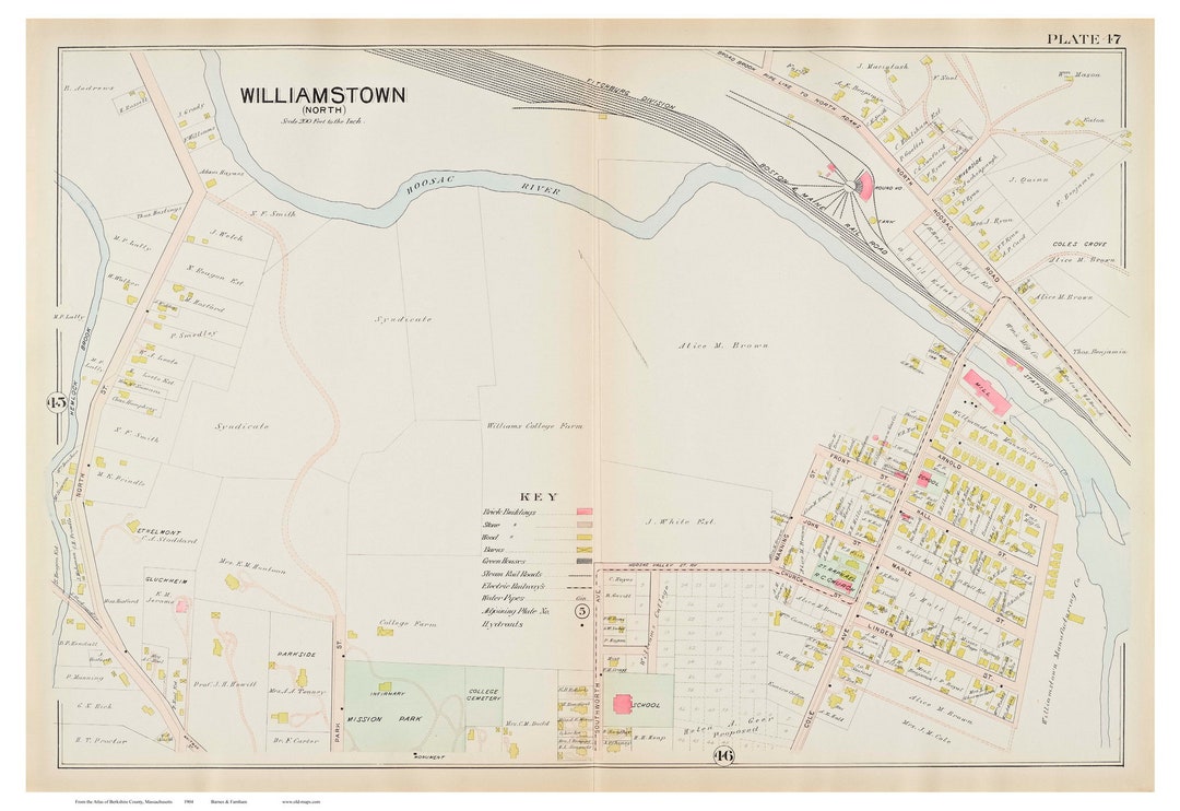 Williamstown North 1904 Old Town Street Map Reprint Berkshire Co ...