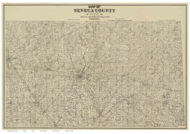 Seneca County Ohio 1891 Old Wall Map Reprint With Homeowner | Etsy