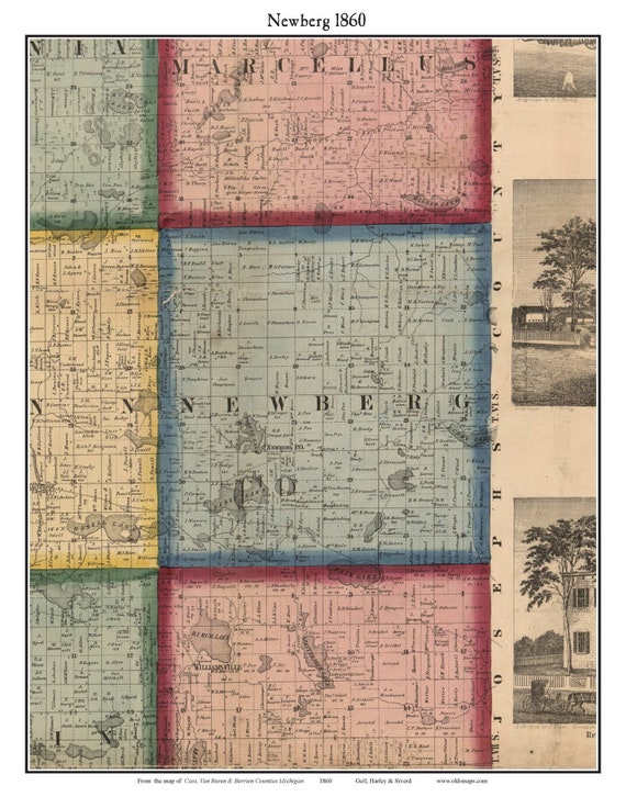 Newberg 1860 Old Town Map with Homeowner Names Forked Lake | Etsy