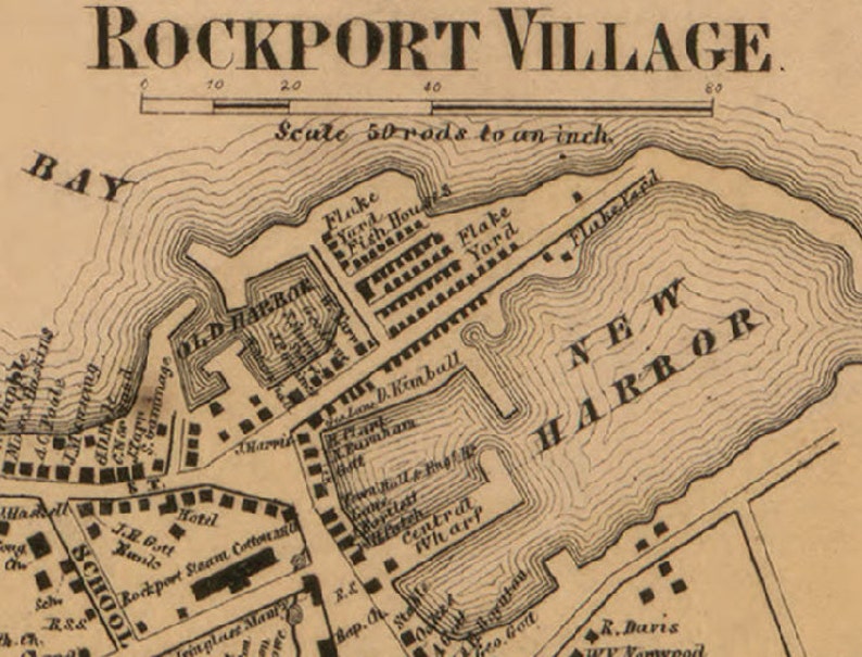 Cape Ann 1856 Old Town Map Custom Print Gloucester Rockport - Etsy