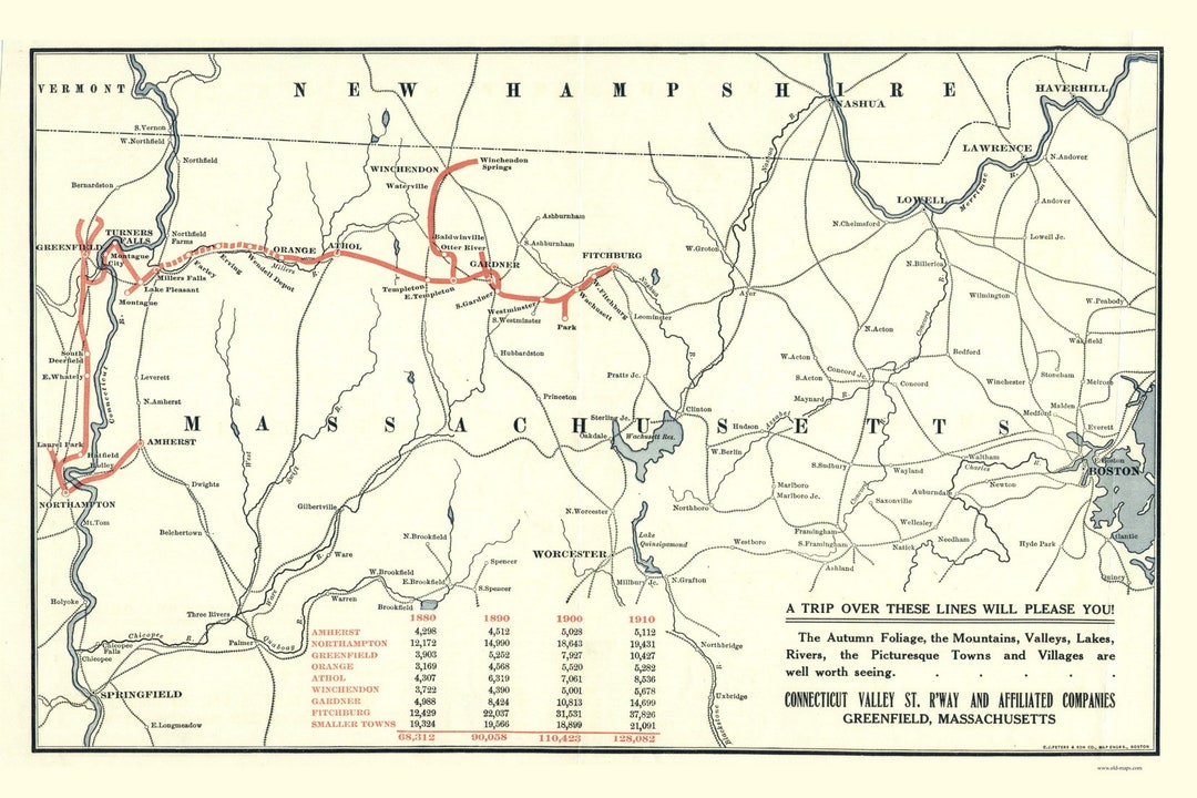 Connecticut Valley Street Railway 1910 Railroads Greenfield MA Trolley ...