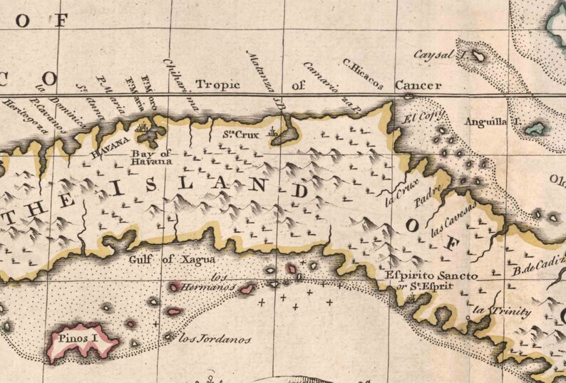 Cuba-hispaniola-puerto Rico 1752 Dominican Republican Haiti Map by ...
