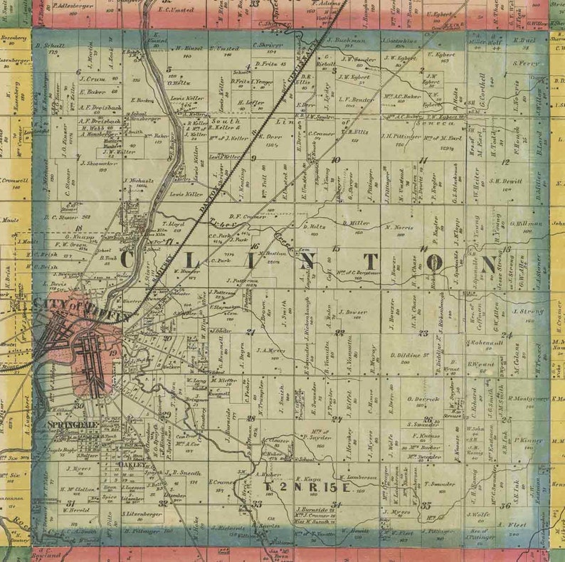 Seneca County Ohio 1864 Old Wall Map Reprint With Homeowner - Etsy
