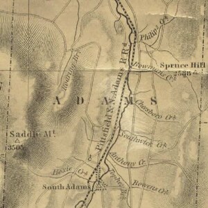 Berkshire County 1844 Old Map Borden With Old Roads - Massachusetts ...