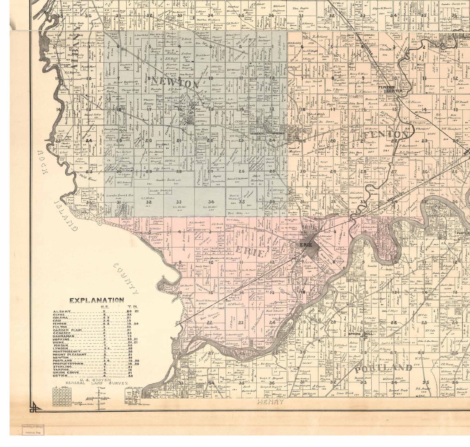 Whiteside County Illinois 1896 - Old Wall Map Reprint With Farm Lines ...