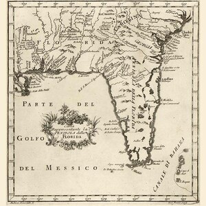 Florida 1763 State Map - Italian - Reprint - Etsy