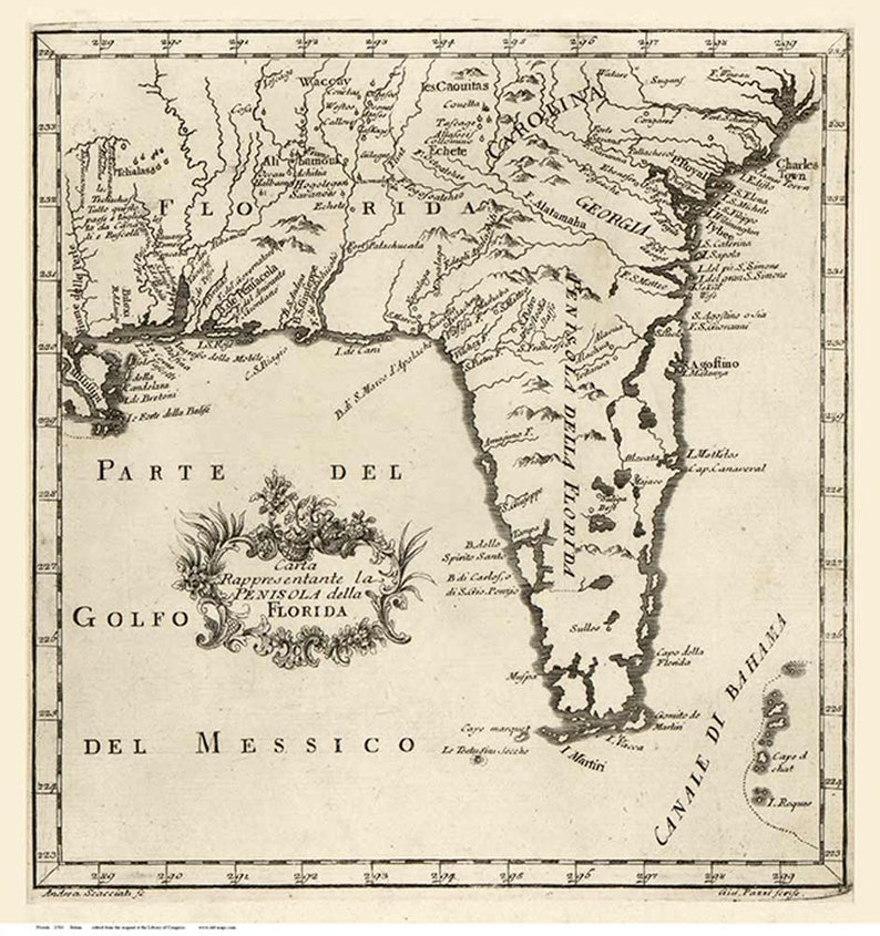 Florida 1763 State Map - Italian - Reprint - Etsy