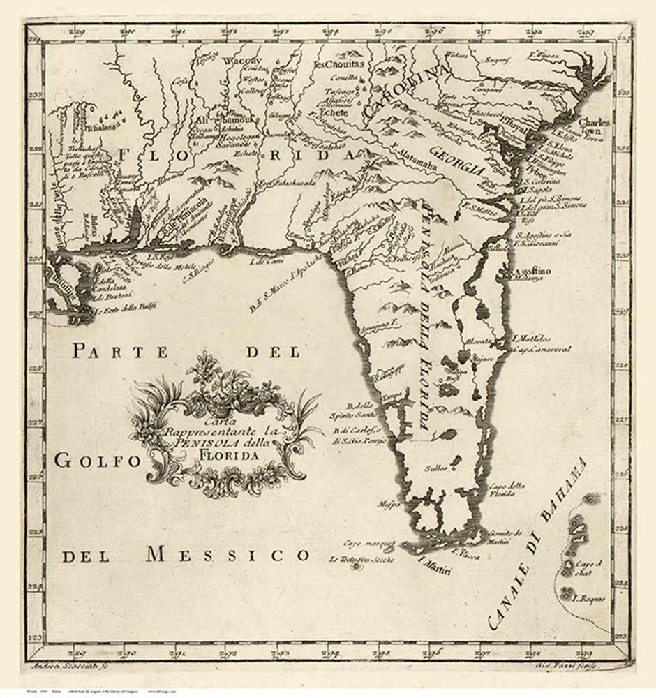 Florida 1763 State Map - Italian - Reprint - Etsy