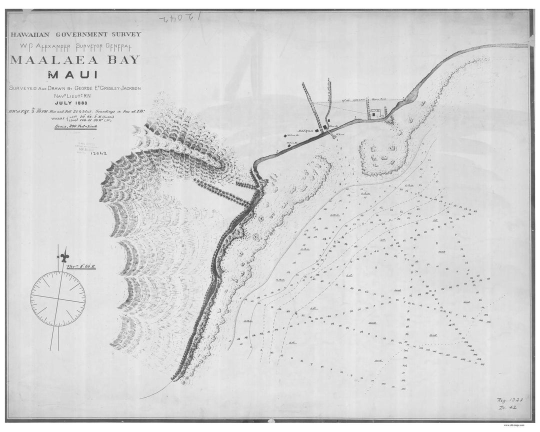 Maalaea Bay 1883 Nautical Map Maui Hawaii, PC Harbors Reprint 12042 - Etsy