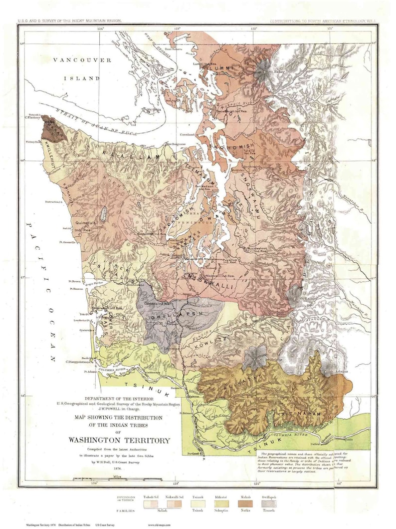 Washington Territory 1876 Indian Tribe Map by George Gibbs - Etsy