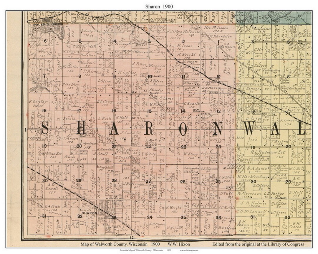 Sharon 1900 - Old Town Map With Homeowner Names - Allens Grove ...