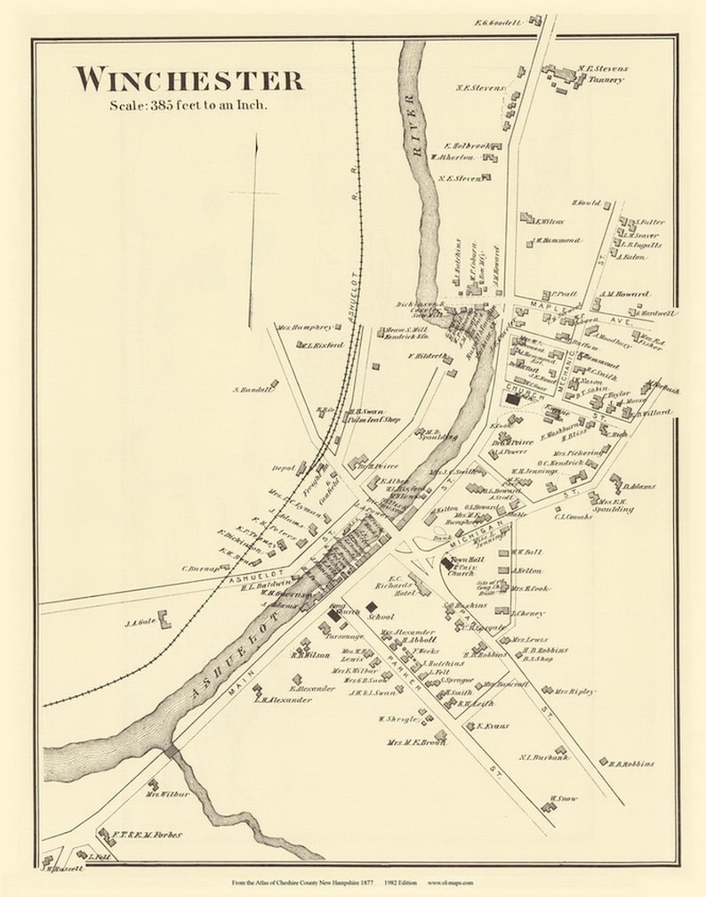 Winchester Village 1877 Old Town Map With Homeowner Names New - Etsy