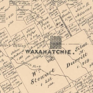 Ellis County, Texas - 1879 - Old Wall Map Reprint With Land Owners ...