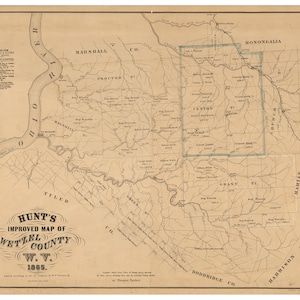 Wetzel County Map 1865 West Virginia - Old Wall Map With Homeowner ...