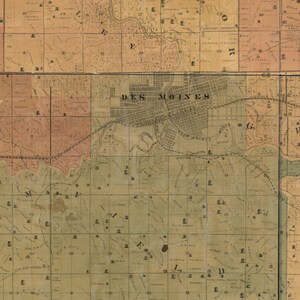 Polk County Iowa 1872 Old Wall Map With Landowner Names Farm Lines ...