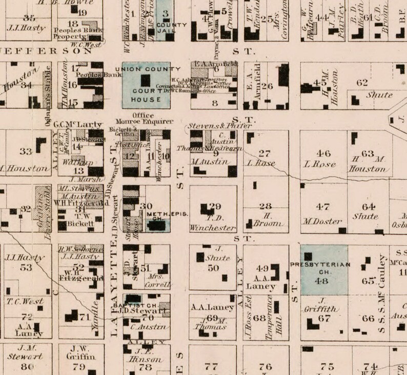 Monroe 1882 North Carolina Old Map Reprint NC Cities - Etsy