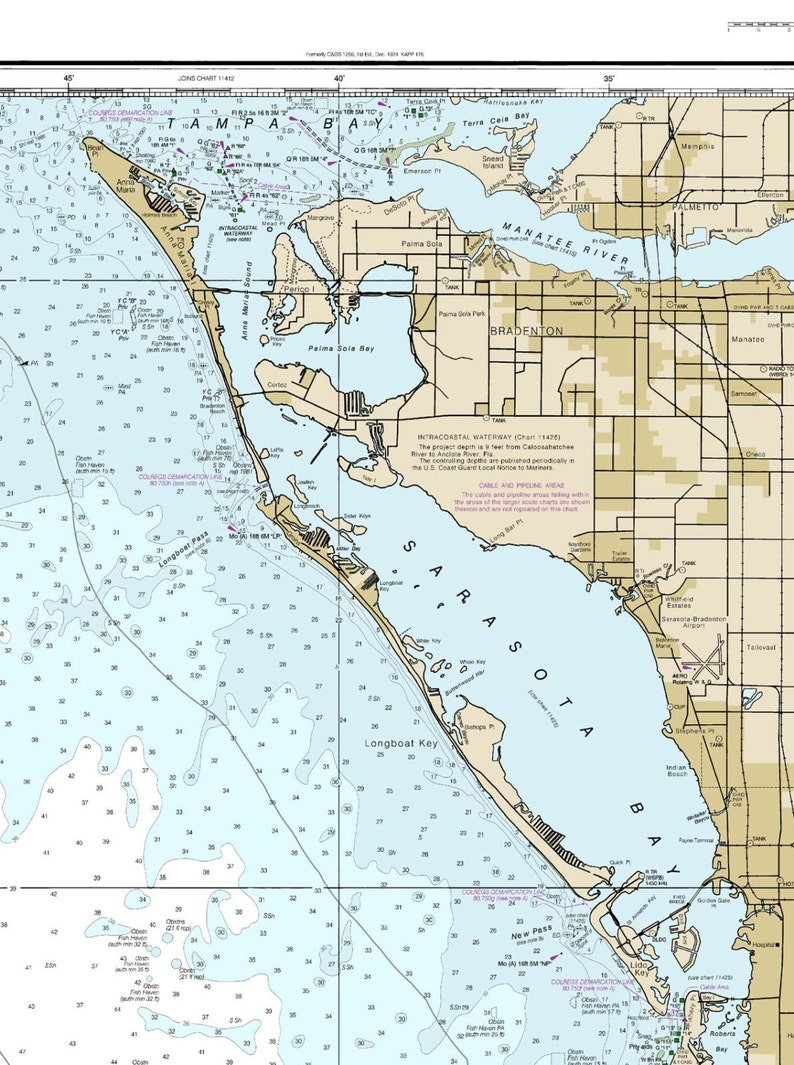Lemon Bay to Passage Key Inlet 2014 Nautical Map Sarasota - Etsy