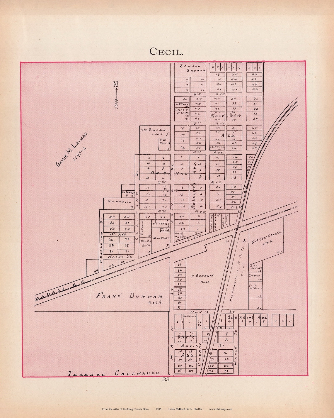 Cecil Village 1905 Old Town Map Reprint Paulding County - Etsy