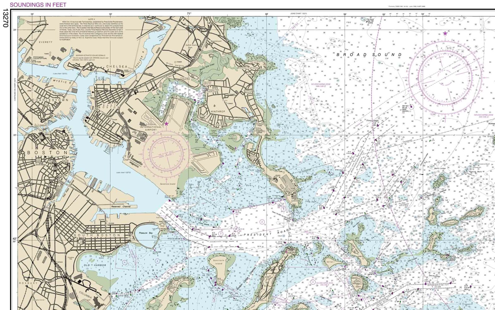Boston Harbor, Massachusetts - 2016 Nautical Map - Reprint Harbors 246 ...