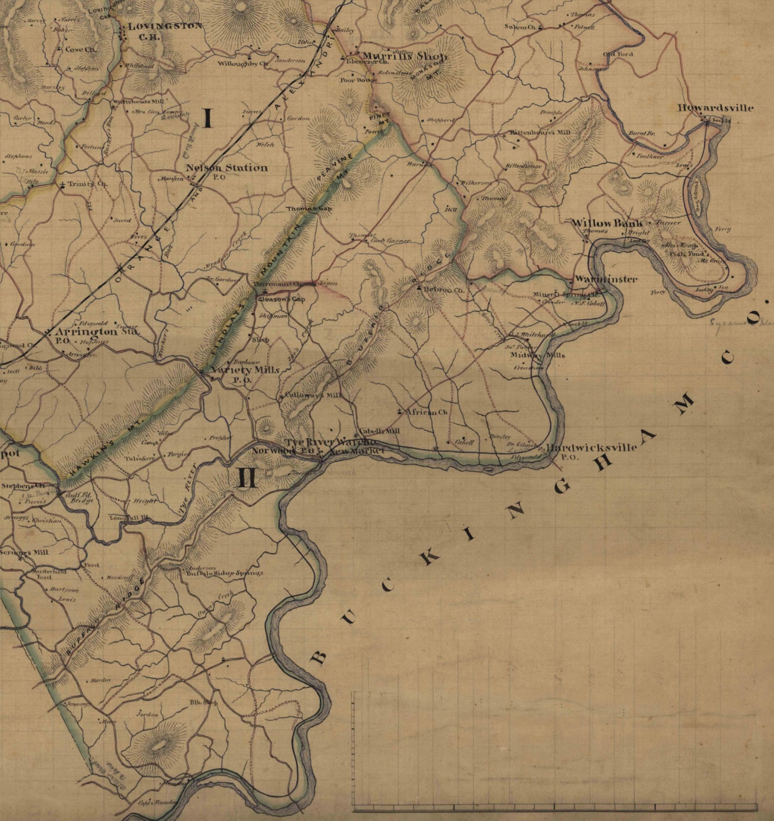 Nelson County Virginia 1866 Old Wall Map With Homeowners | Etsy