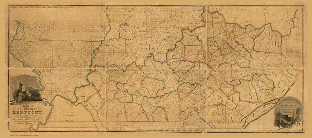 Kentucky 1818 A - State Map Munsell - Old Map Reprint - Etsy