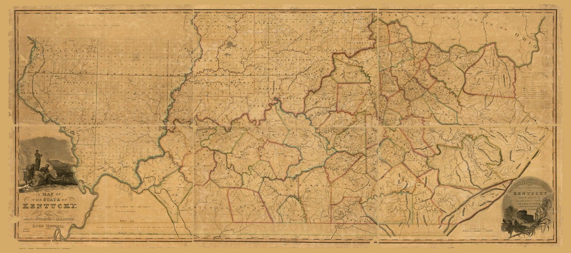 Kentucky 1818 A State Map Munsell Old Map Reprint | Etsy