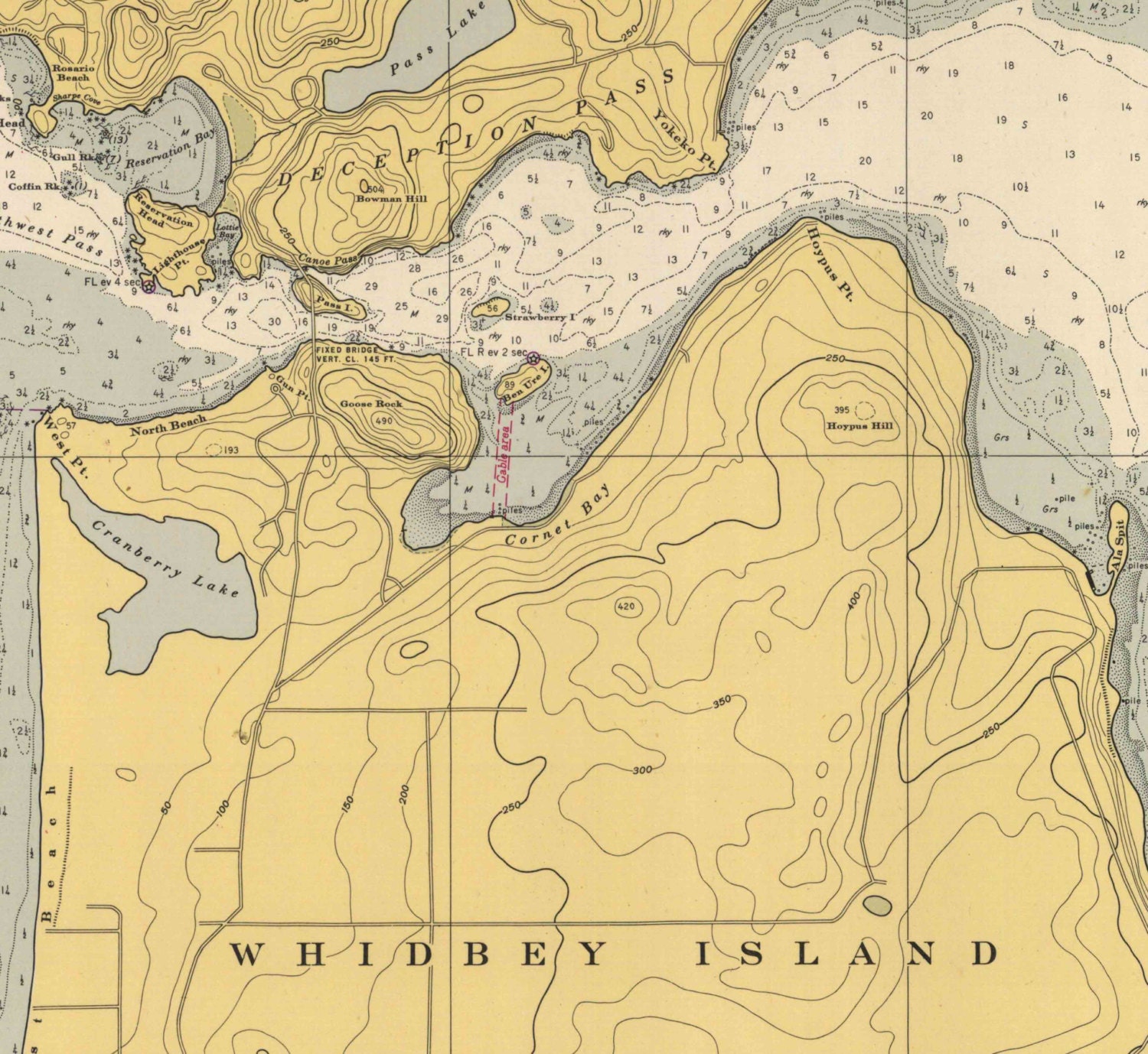 Anacortes Skagit Bay 1947 Nautical Map Washington Reprint - Etsy