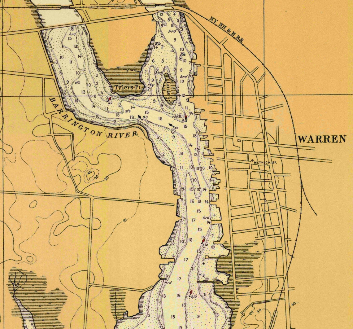Warren River RI 1915 Nautical Map by the USCGS Reprint - Etsy